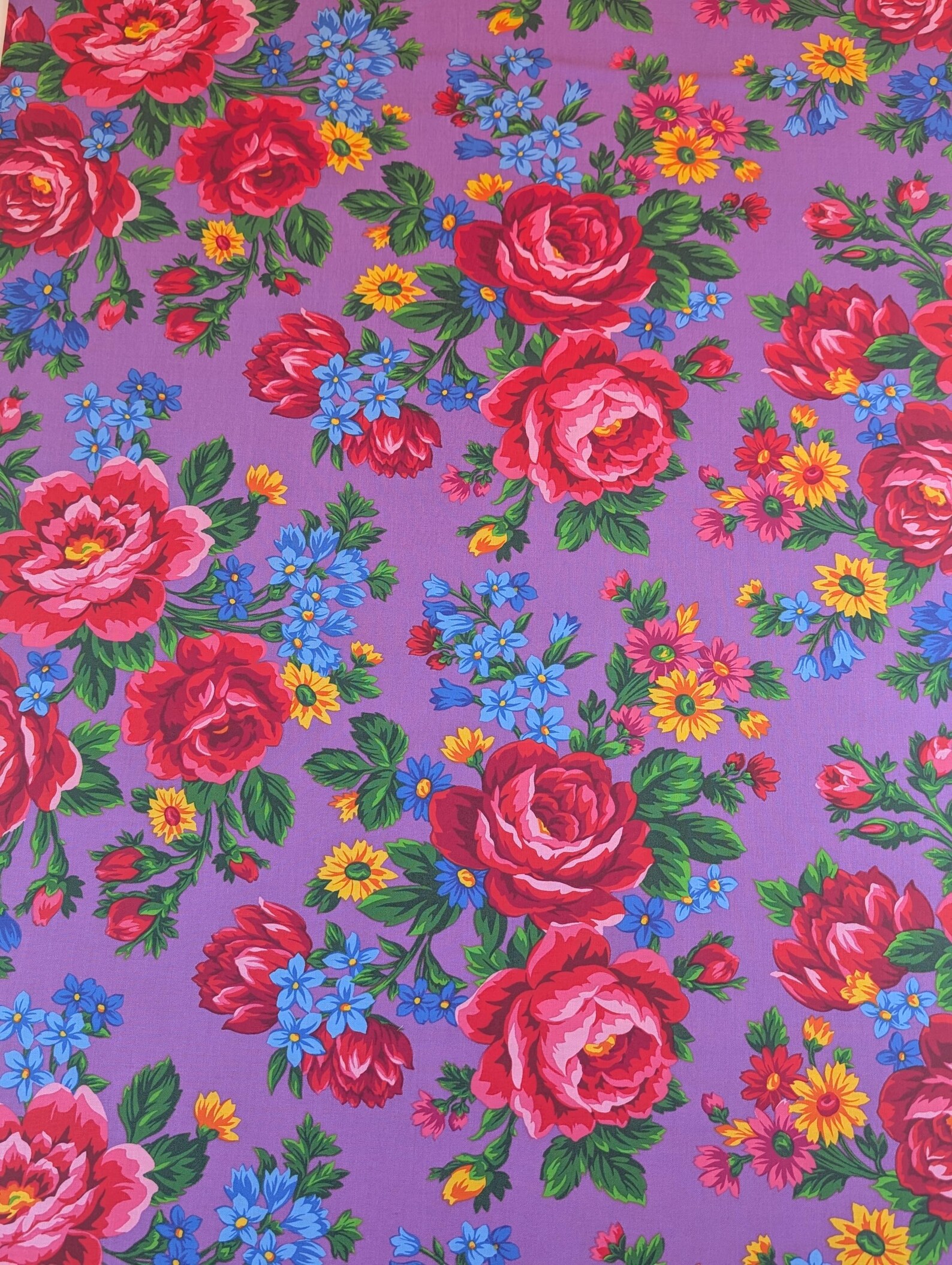 Native Floral Cotton Fabric: Purple Kokum Scarf Print by Elizabeth ...