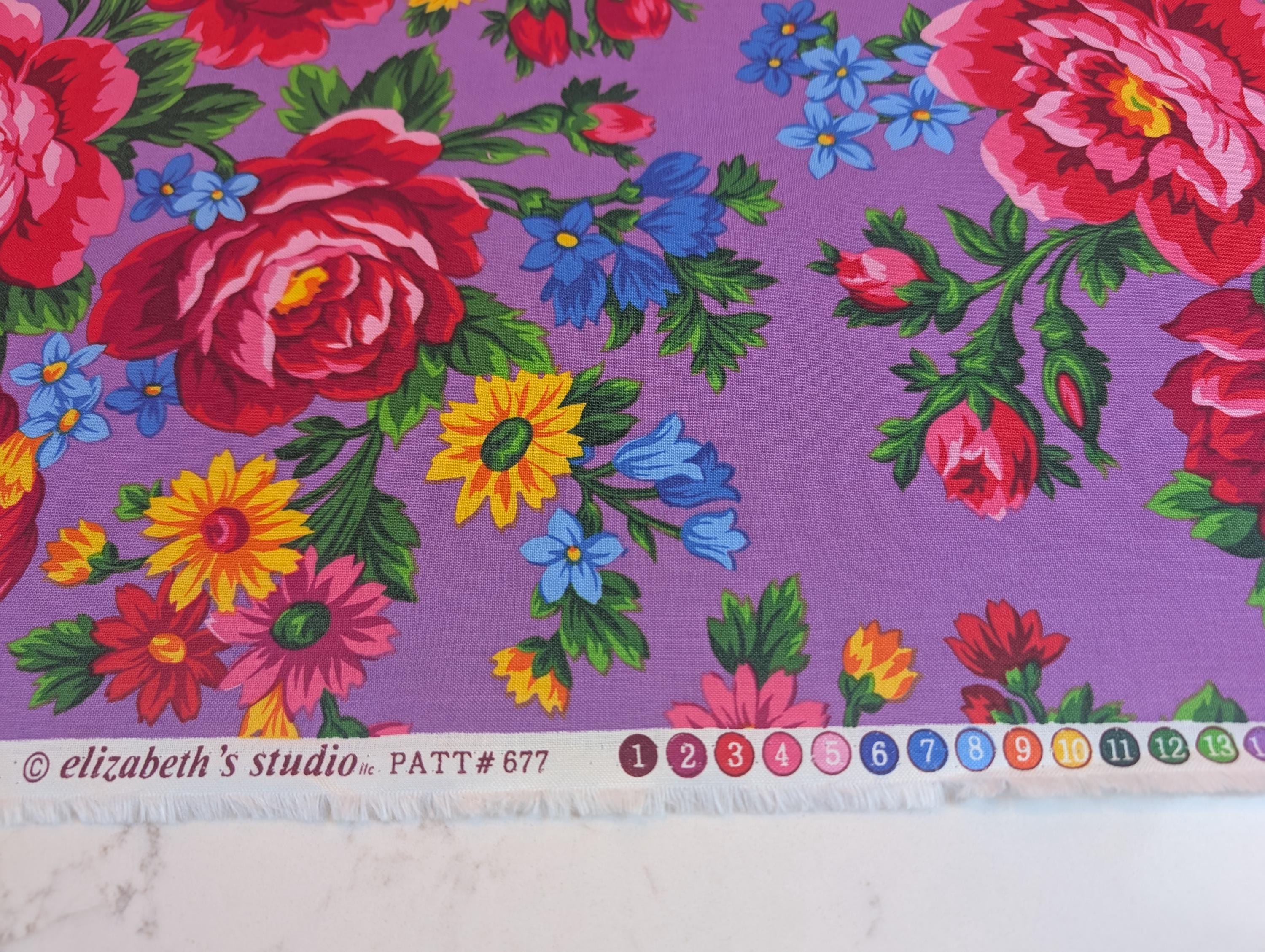 Native Floral Cotton Fabric: Purple Kokum Scarf Print by Elizabeth ...