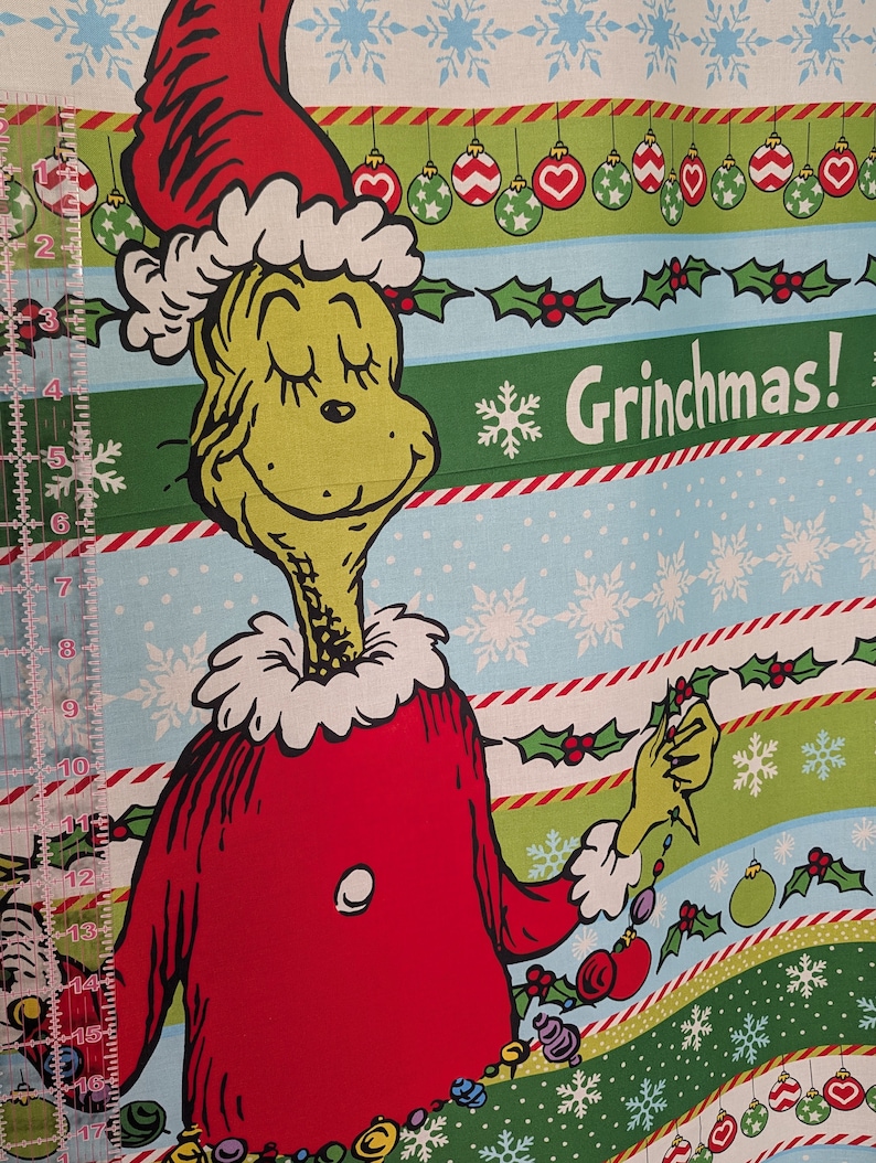 How the Grinch Stole Christmas, Happy Grinchmas! Fabric by the Panel ...