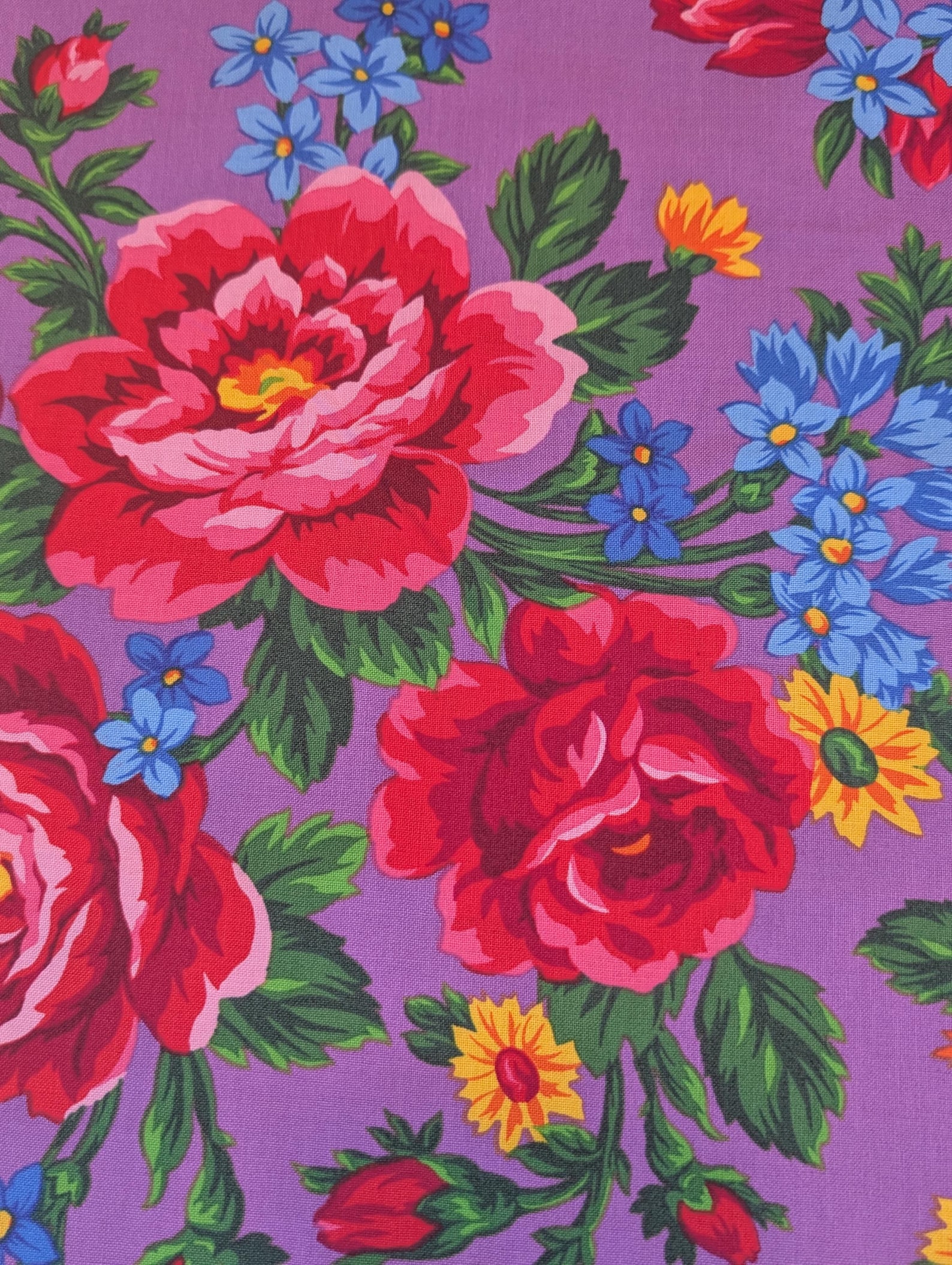Native Floral Cotton Fabric: Purple Kokum Scarf Print by Elizabeth ...