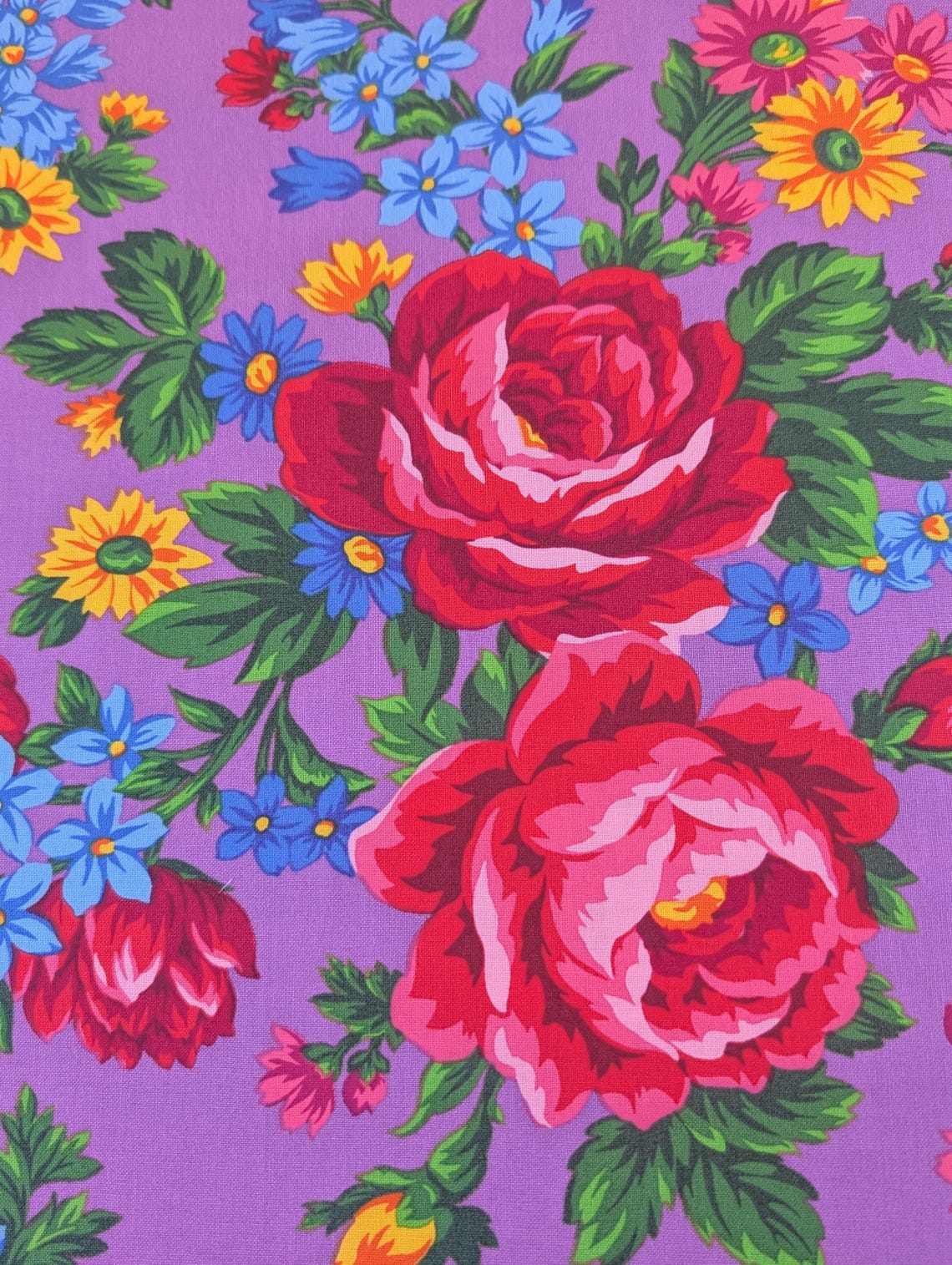 Native Floral Cotton Fabric: Purple Kokum Scarf Print by Elizabeth ...