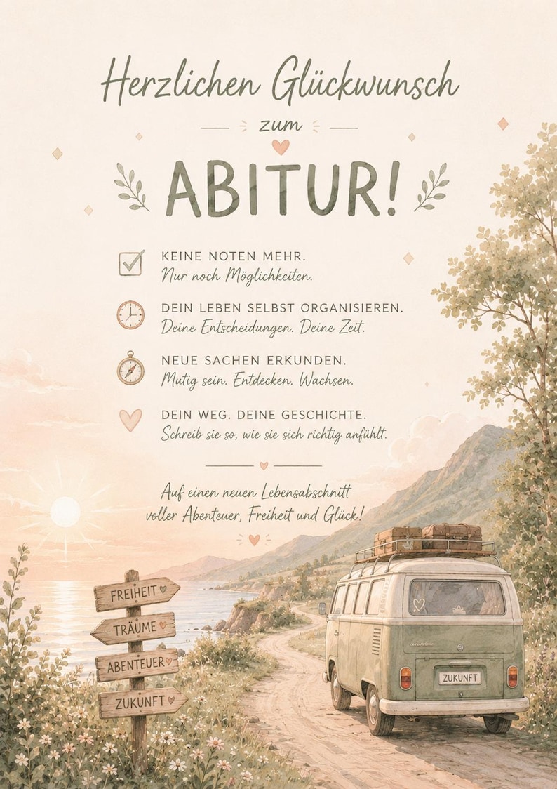 Congratulations Card for Passing Your Abitur (high School Diploma ...