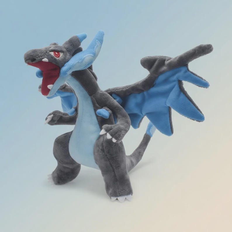 Fierce Dragon Plush Toy – Cobalt Blue Wyvern Stuffed Animal, Fantasy ...