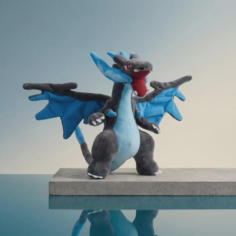 Fierce Dragon Plush Toy – Cobalt Blue Wyvern Stuffed Animal, Fantasy ...