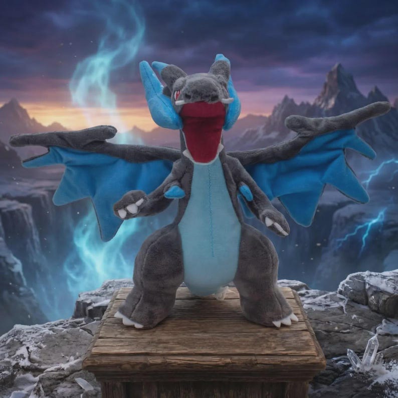 Fierce Dragon Plush Toy – Cobalt Blue Wyvern Stuffed Animal, Fantasy ...