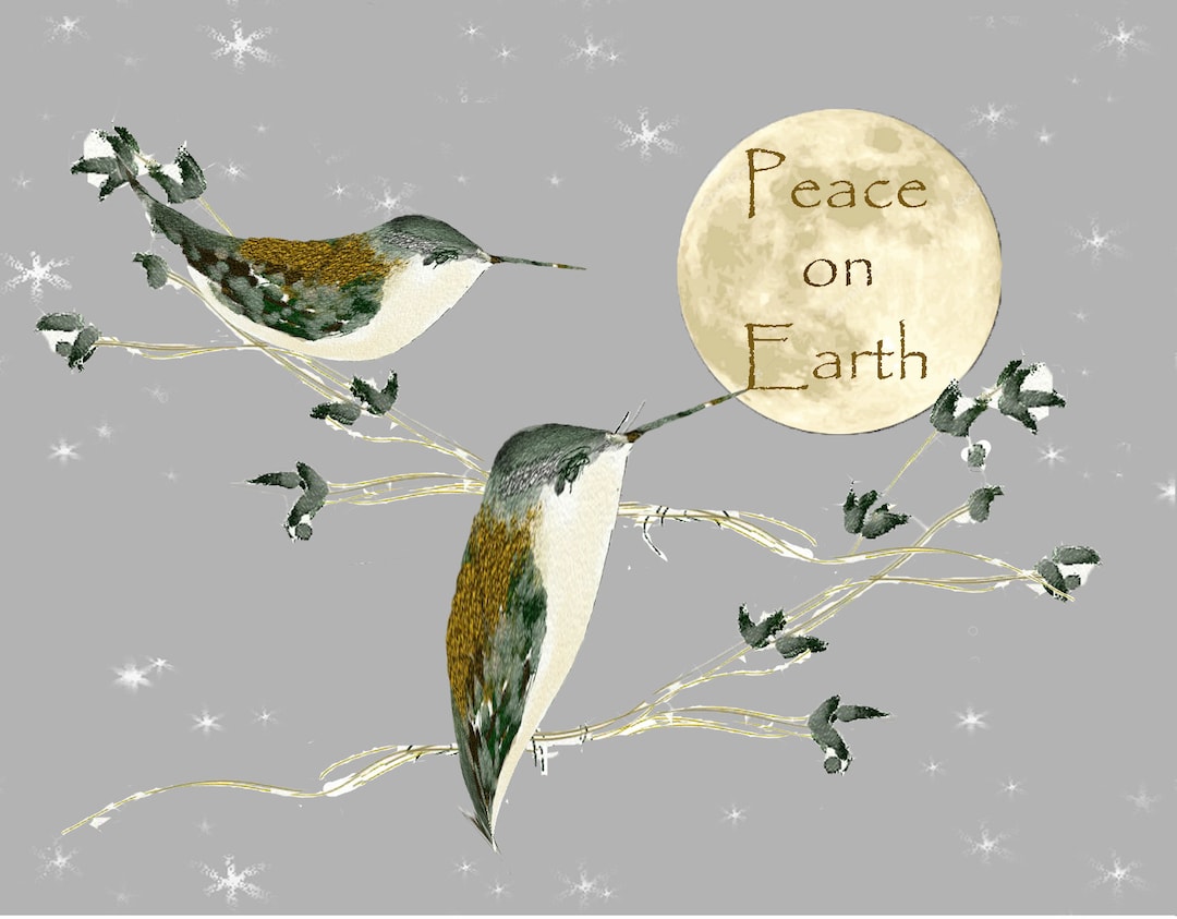 10 Hummingbird Peace on Earth Cards~box of Hummer Christmas Cards ...