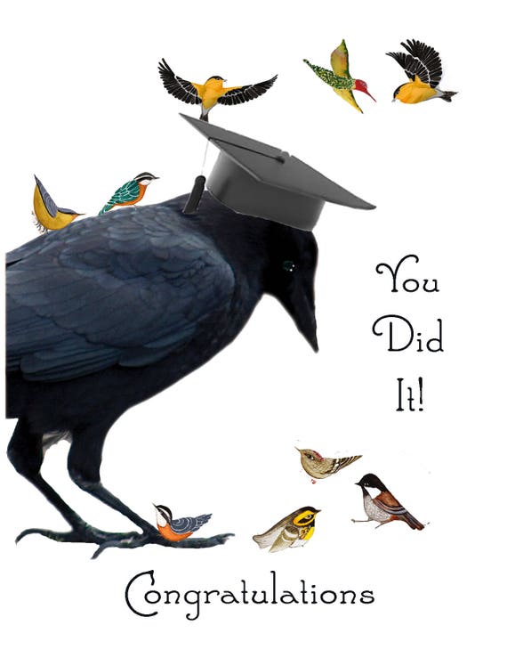 Fantasy Crow Graduation Card Custom Crow Card for Grad | Etsy