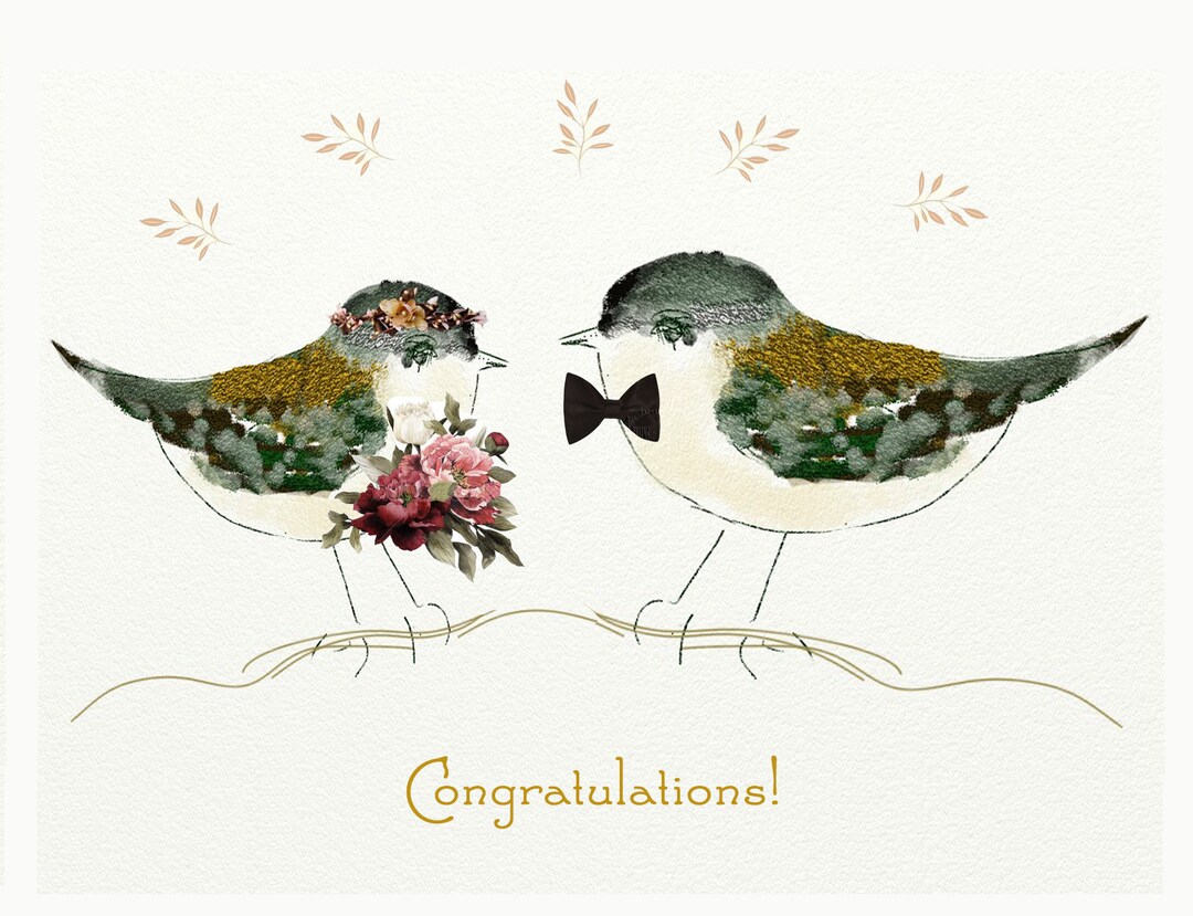 Little Bird Wedding Cardcongratulationschickadee Love - Etsy
