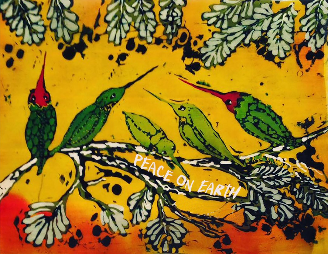 Hummingbird Peace on Earth Cardhummer Christmas Cardbird - Etsy