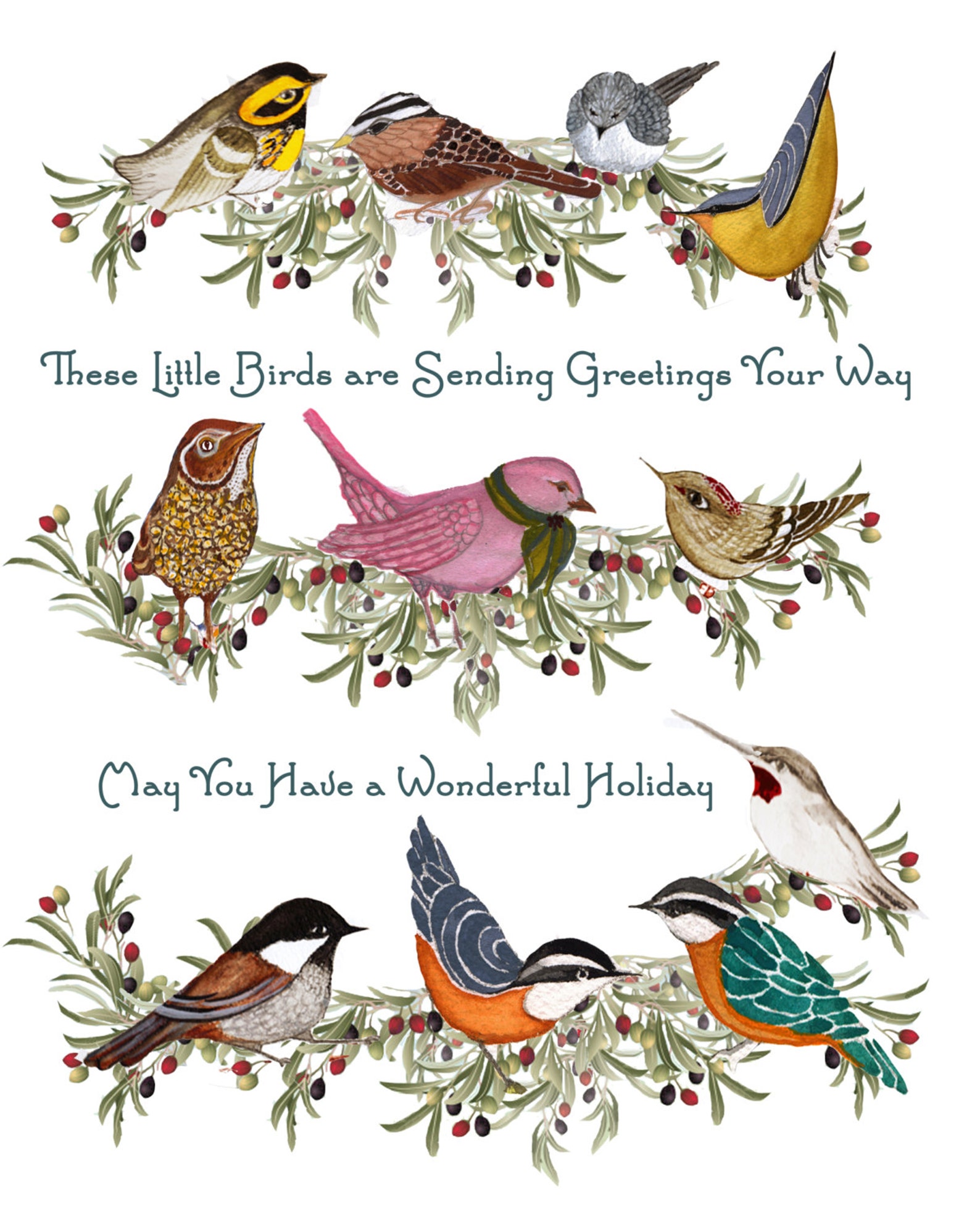 10 Christmas Cards With Little Bird - Etsy