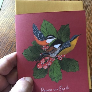 Handmade Christmas Bird Cards: Peace on Earth, Watercolor Fantasy Birds ...