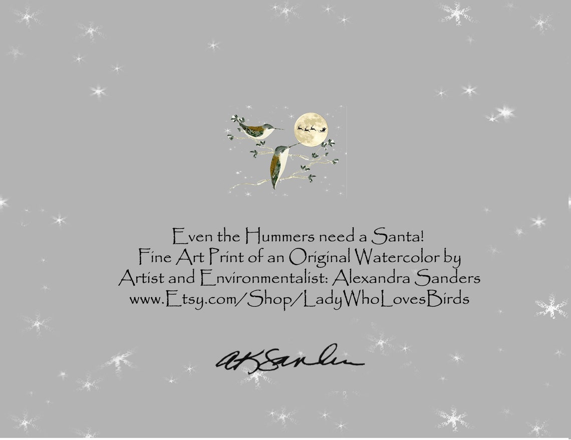 Hummingbird Christmas Cards Hummer Holiday Fantasy - Etsy
