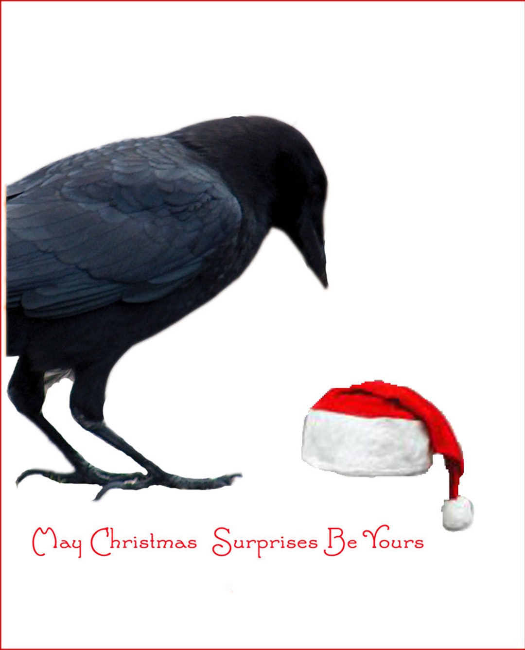 Christmas Crow Card~handmade Christmas Raven~black Bird Santa Christmas ...