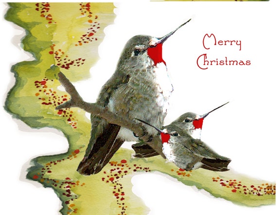 10 Hummingbird Christmas Cards Customhummer Babies Holiday | Etsy
