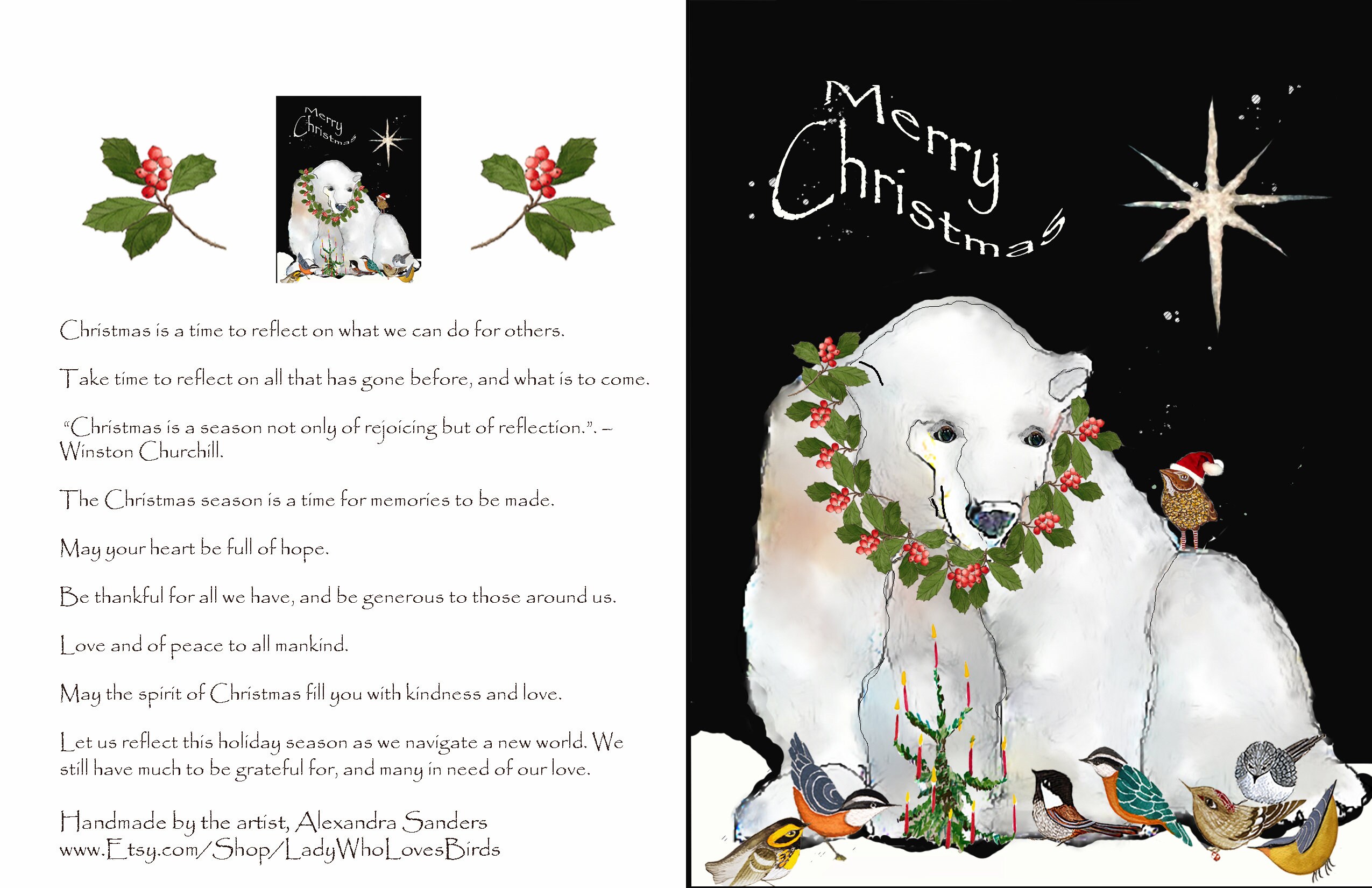 Handmade Polar Bear Christmas Cards Nature Holiday With - Etsy