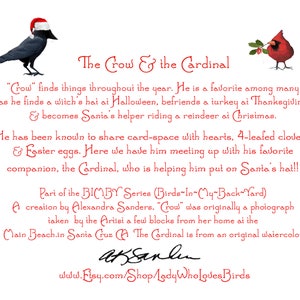Santa Crow and Cardinal Cards With Glitter, Handmade Christmas Raven ...