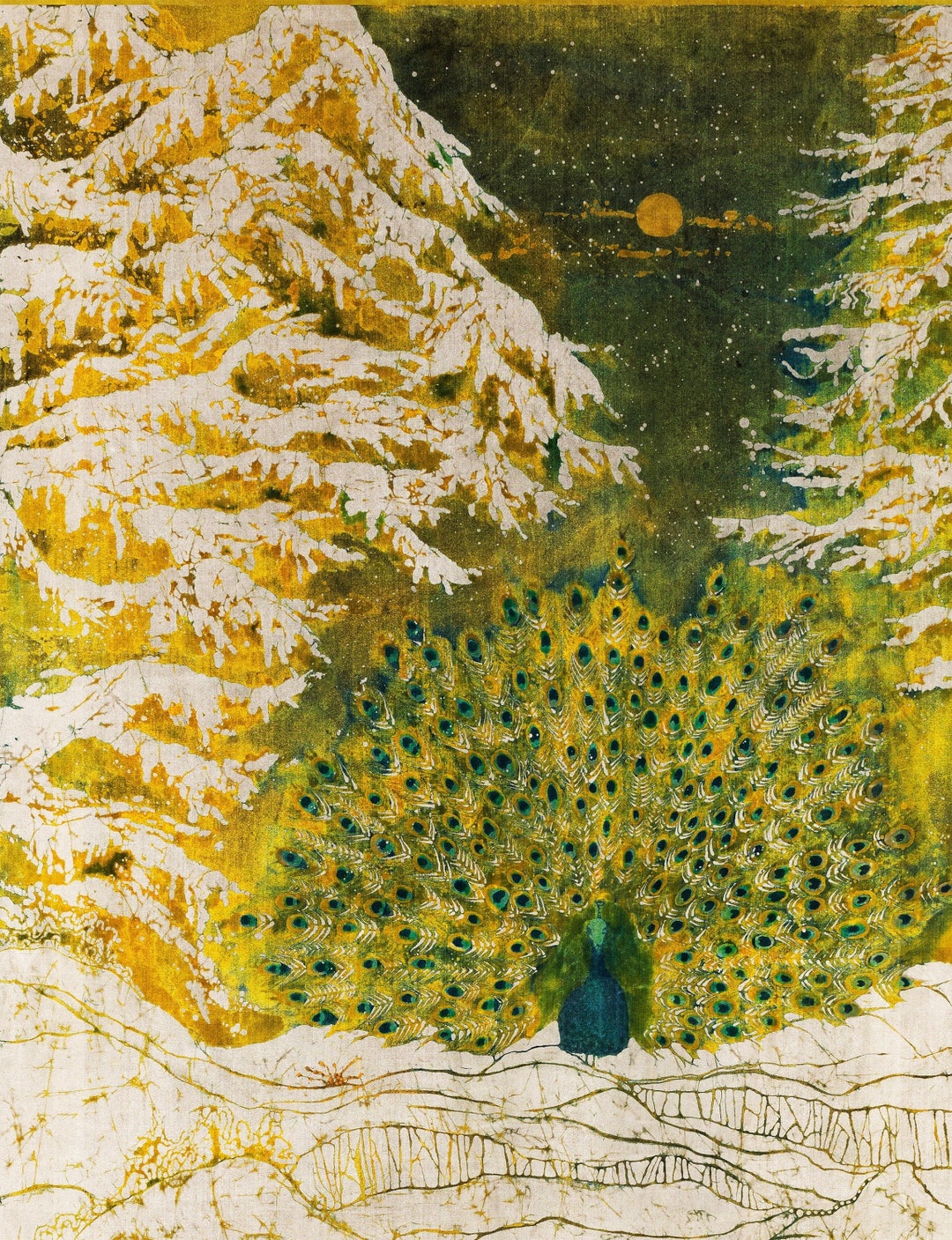 Peacock Holiday Cards: Fantasy Forest, Starry Night (glitter or Glitter ...