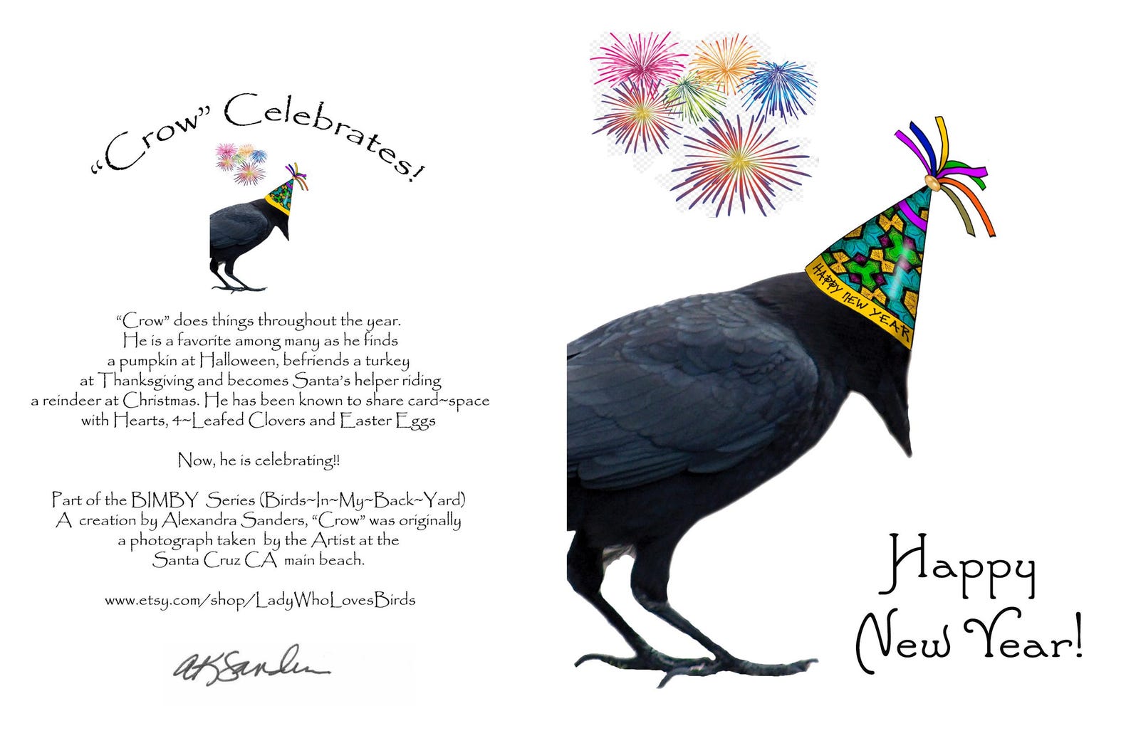 Crow New Year Cards: Glitter-free Corvids With Party Hats - Etsy