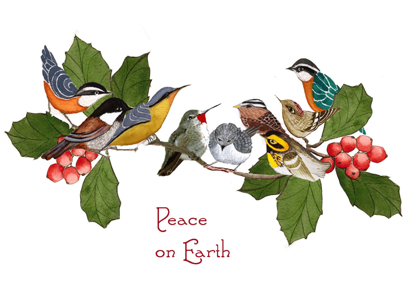 Little Birds Christmas Card With Glitterlove and Joy - Etsy