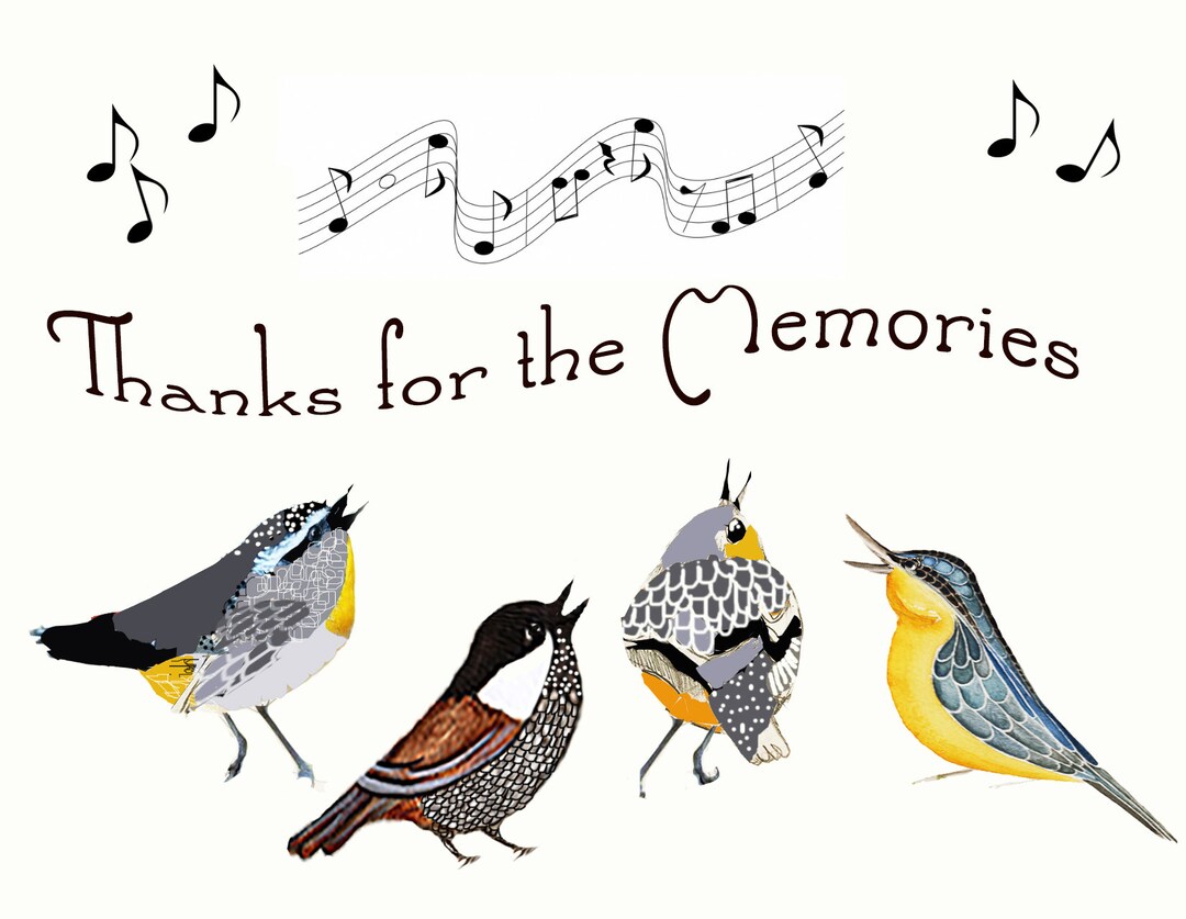 Little Birds Singing Thank Youmusical Note Card With - Etsy