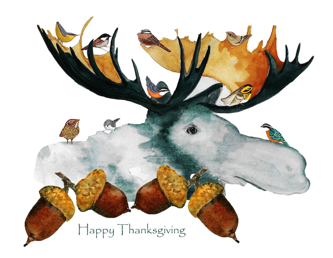 Deal of the Day, Glitter Free Moose THANKSGIVING CARDS, Fantasy Magical ...