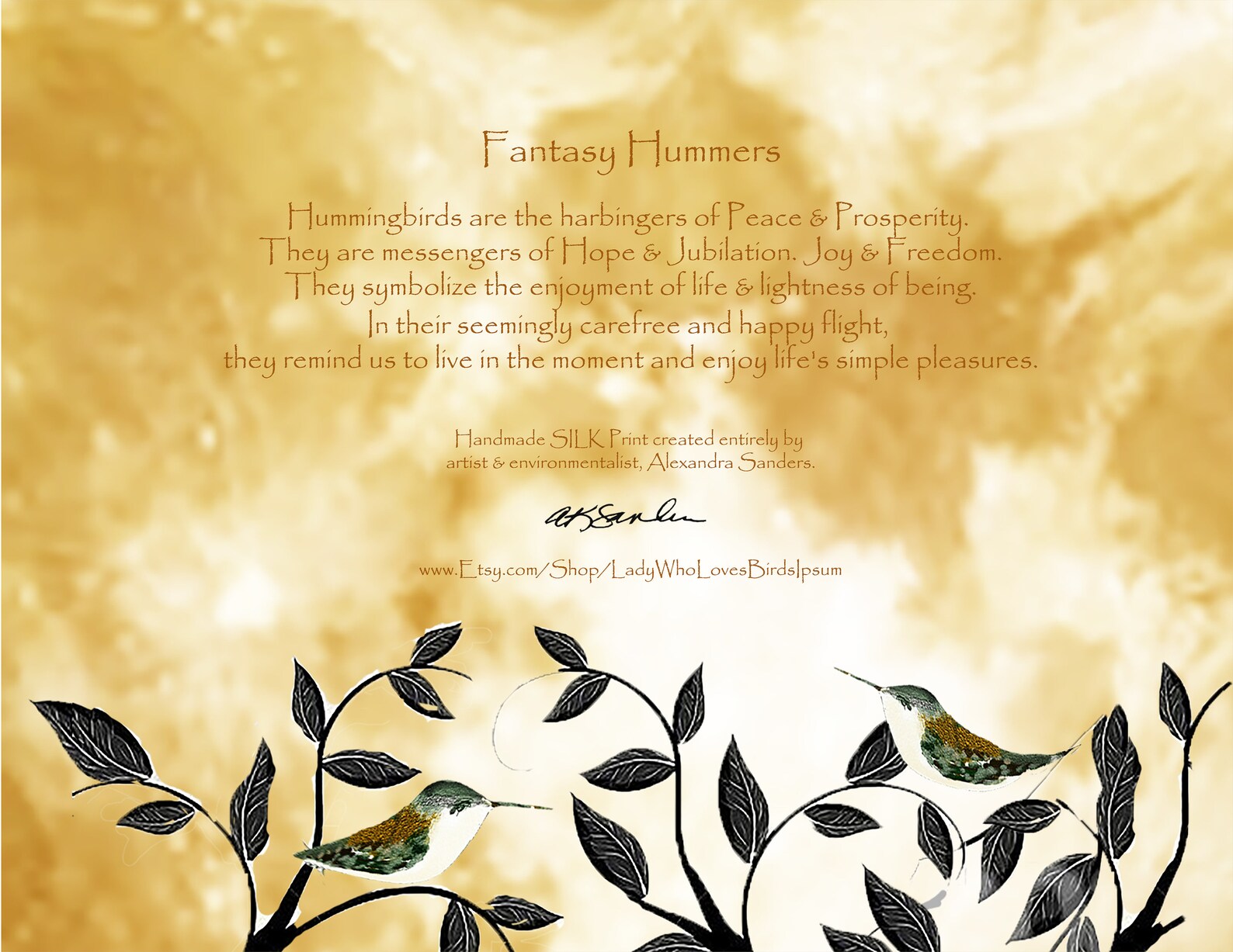 Wedding or 12th Anniversary Custom SILK Hummingbirds Gift of Love, for ...