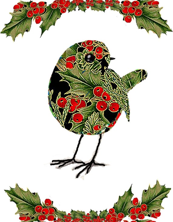 Vintage Christmas Bird Clip Art