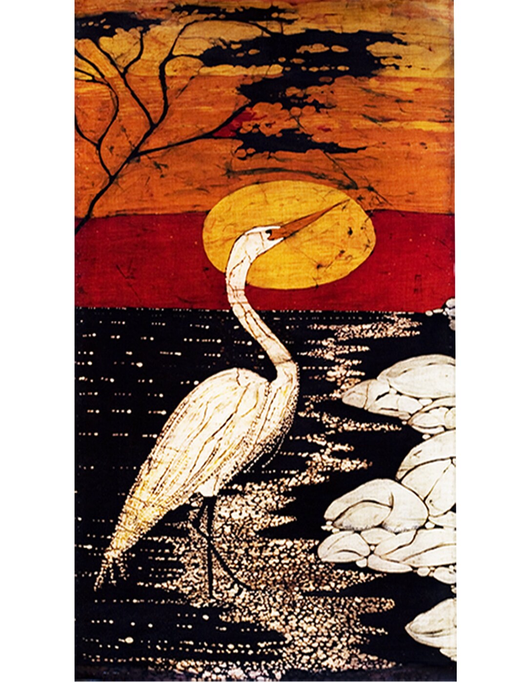 Box of Batik White EGRET Greeting Cards~original ART Shorebird Ocean ...