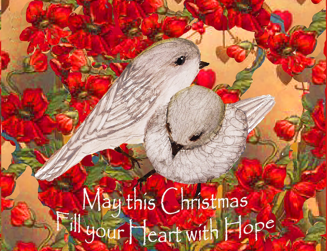 Birds of Hope Christmas Card: Handmade Holiday Reflection - Etsy