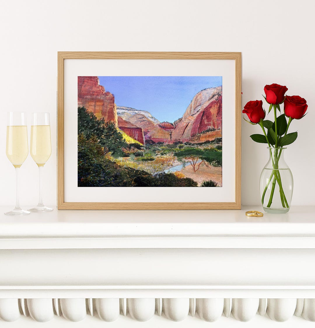 Personalized Landscape Gift for Couple – Custom Silk Watercolor From ...