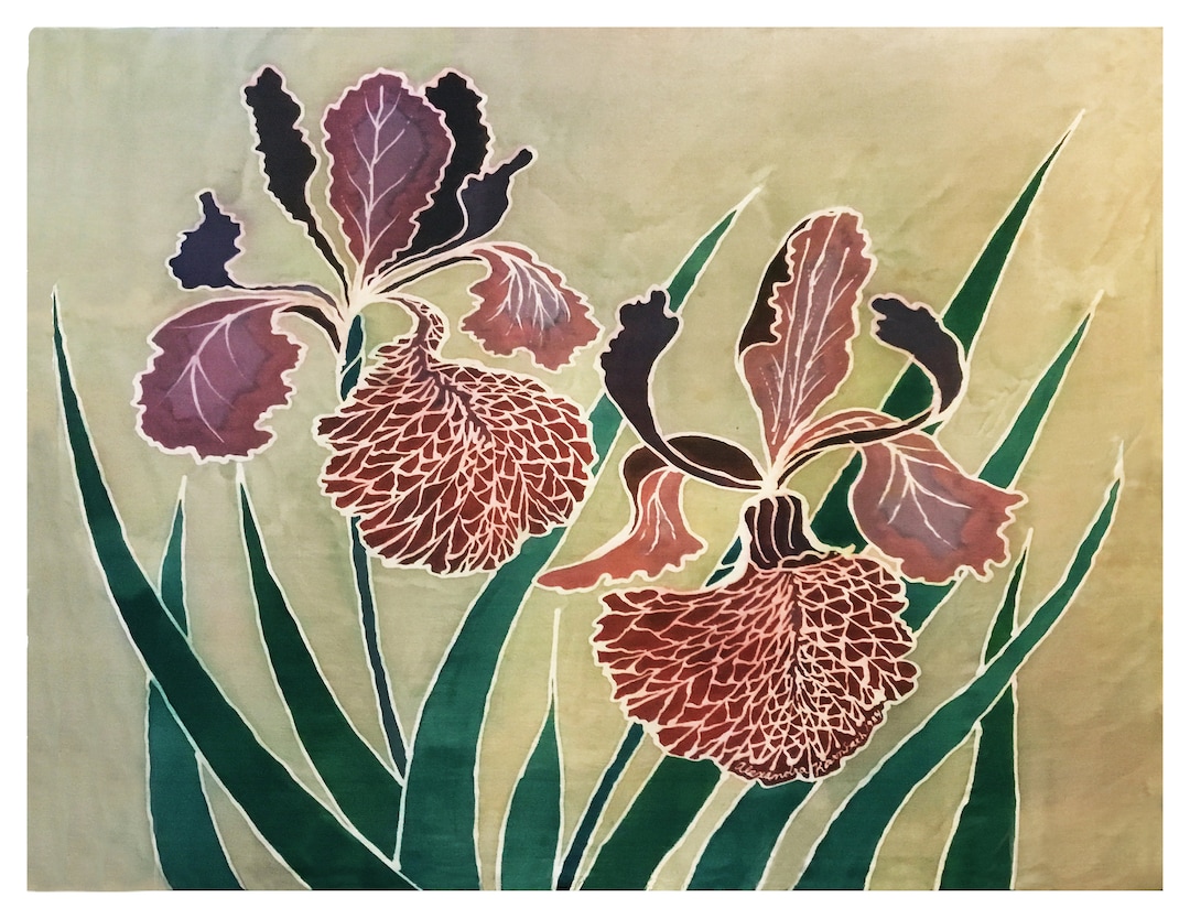 Silk Iris Floral Print: Batik Landscape Wall Art - Etsy