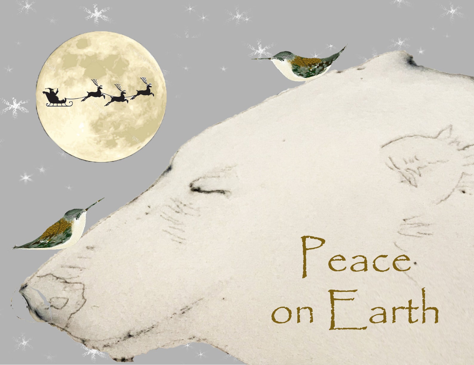 Polar Bear Christmas Cardchristmas Bear With Little - Etsy