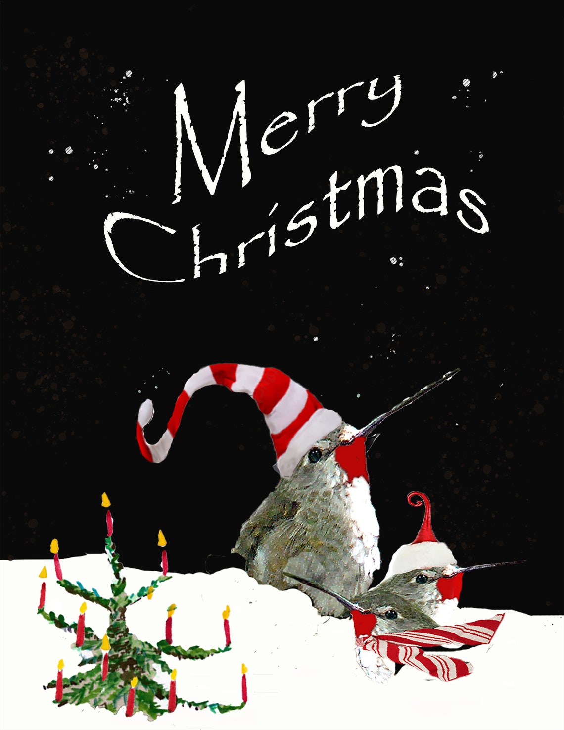 Homemade Hummingbird Christmas CardHand Made Hummer Christmas | Etsy