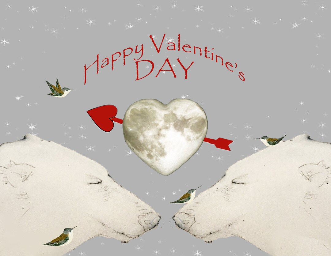 Handmade Magical Polar Bear Valentine or Anniversary Card, Fantasy ...