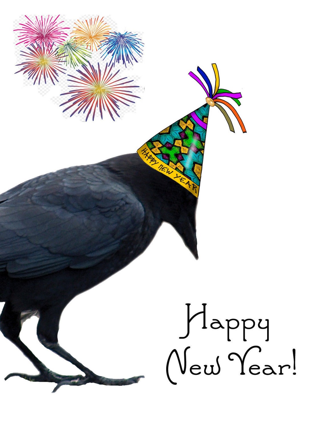 Crow New Year Cards: Glitter-free Corvids With Party Hats - Etsy