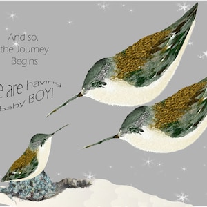New Baby Hummingbird Announcementsits a Boy Announcementfantasy Hummer ...