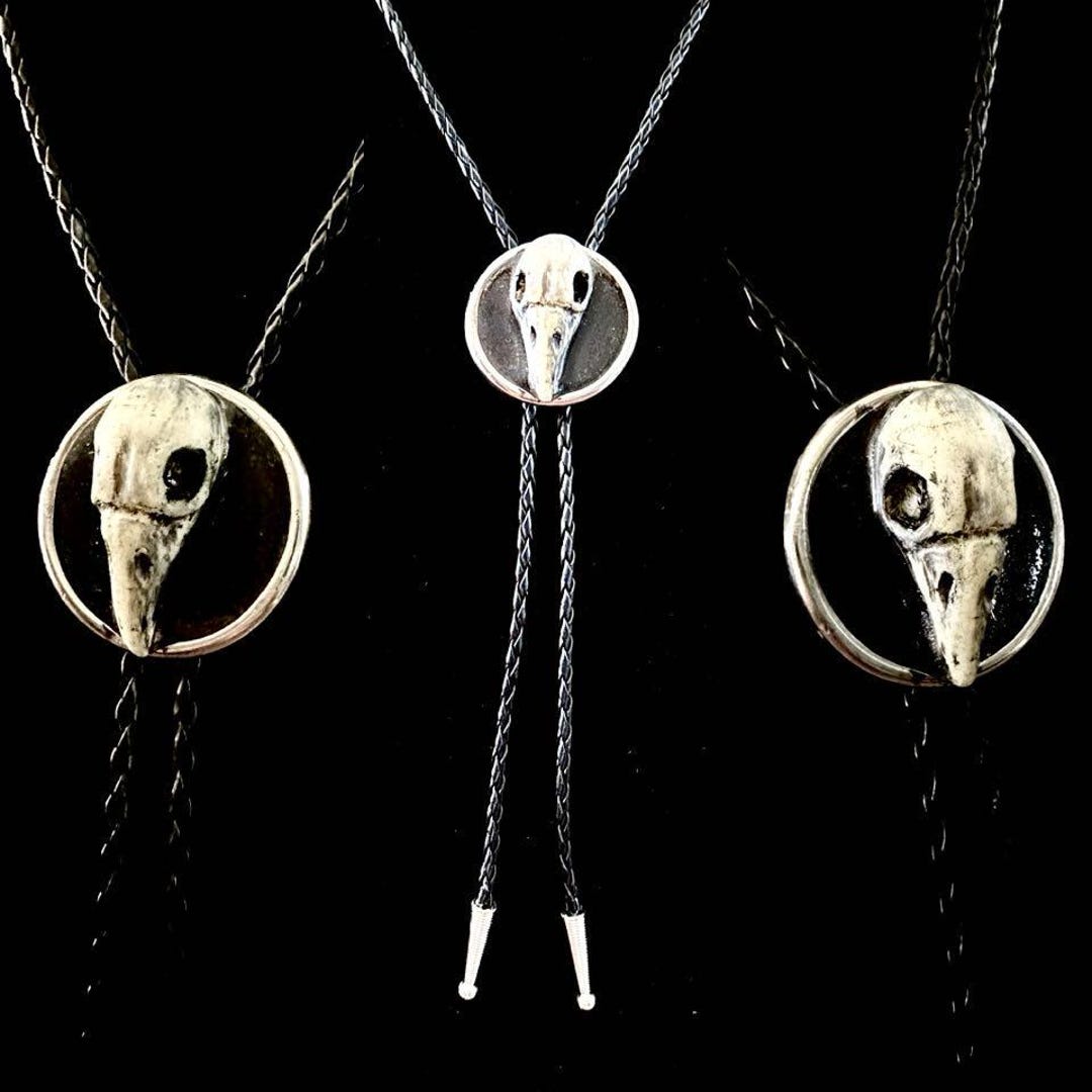 Handmade Crow Bird Skull Bolo Tie - Gothic Accessory, OOAK, Country ...