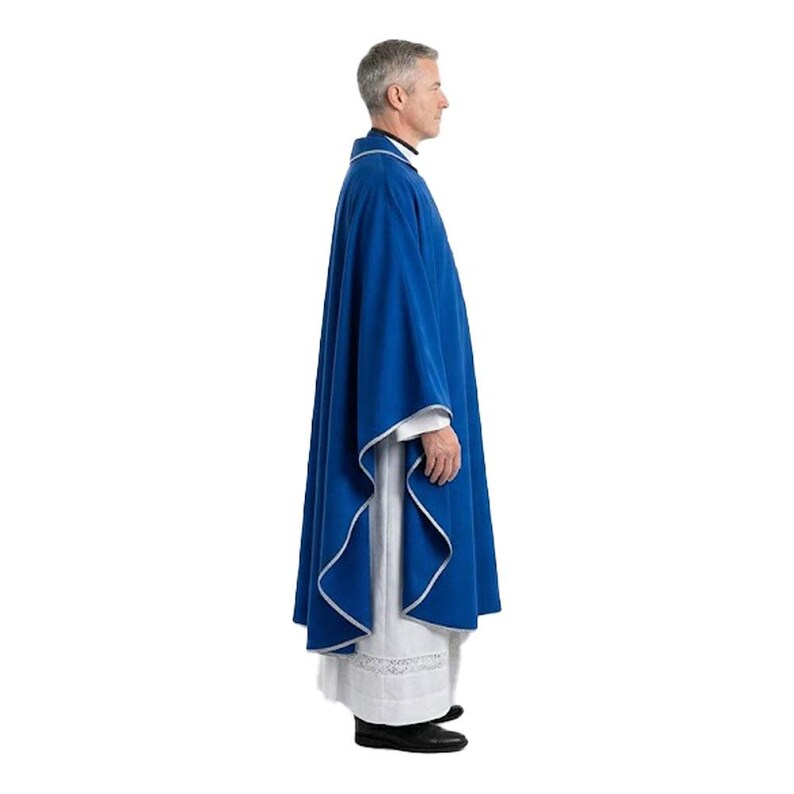 Blue Chasuble With IHS Cross Embroidery Liturgical Vestment for Priest ...