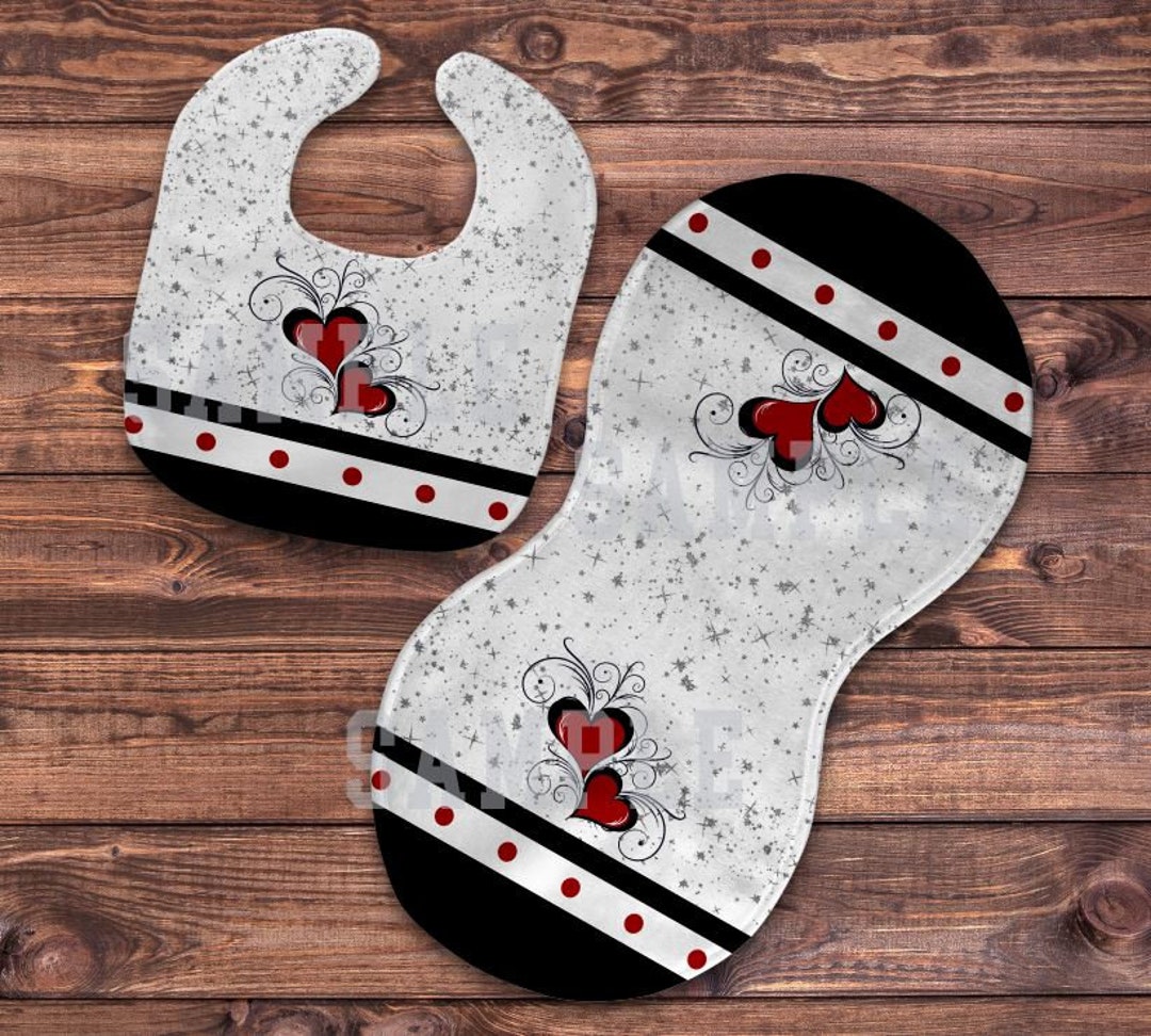 DIGITAL FILE Two Hearts Bib and Burp Cloth Bundle Set Design for ...