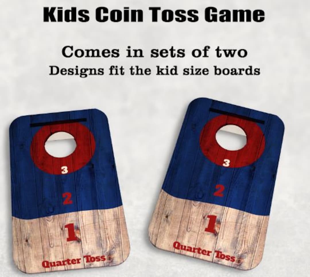 DIGITAL FILE Red , Blue and Wood Simple Coin Toss Game Digital Design ...