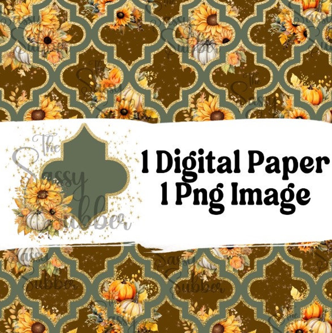 Pumpkin Quatrefoil Digital Paper: PNG Sublimation Design (digital File ...