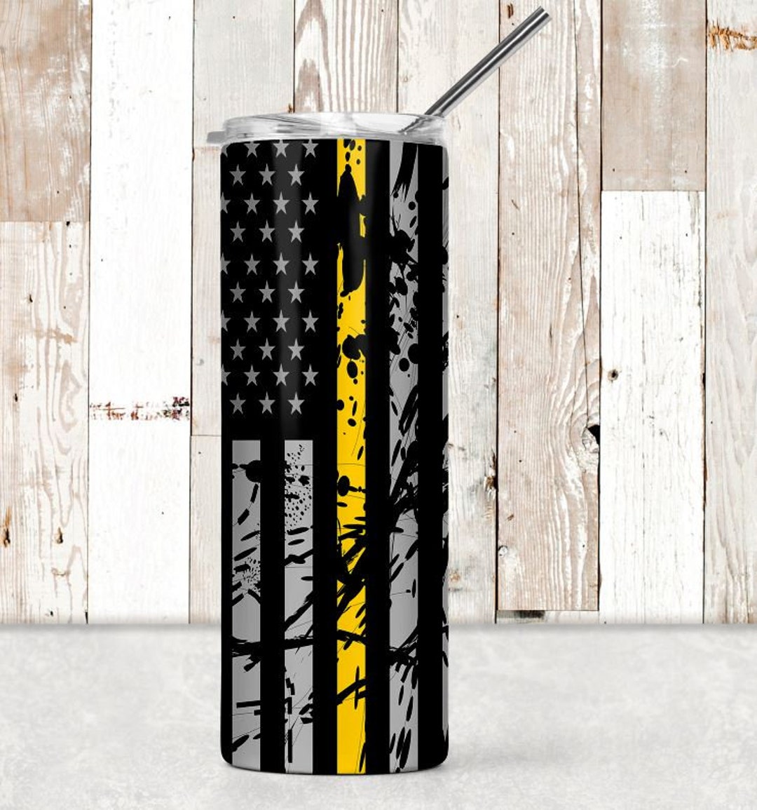 DIGITAL FILE Thin Yellow Line Flag 20 Oz Skinny Tumbler in Both ...