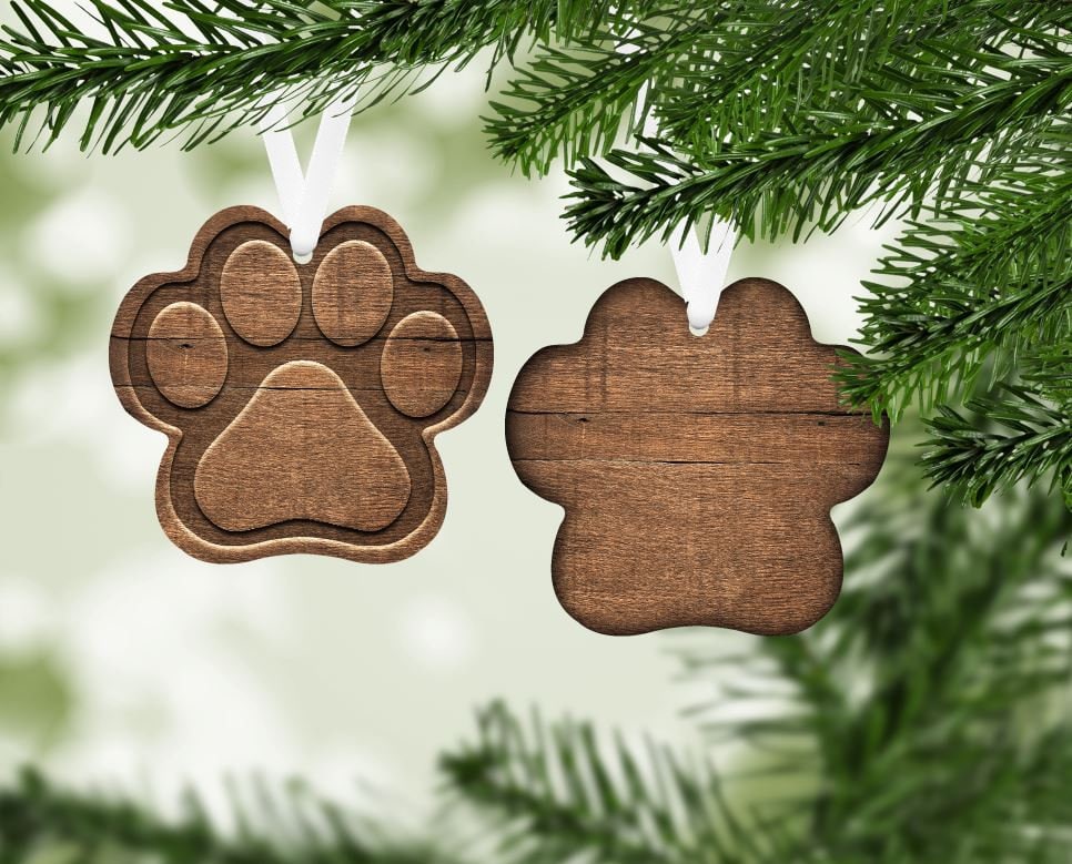 DIGITAL FILE Carved Wood Paw Print Ornament Digital Design for - Etsy UK
