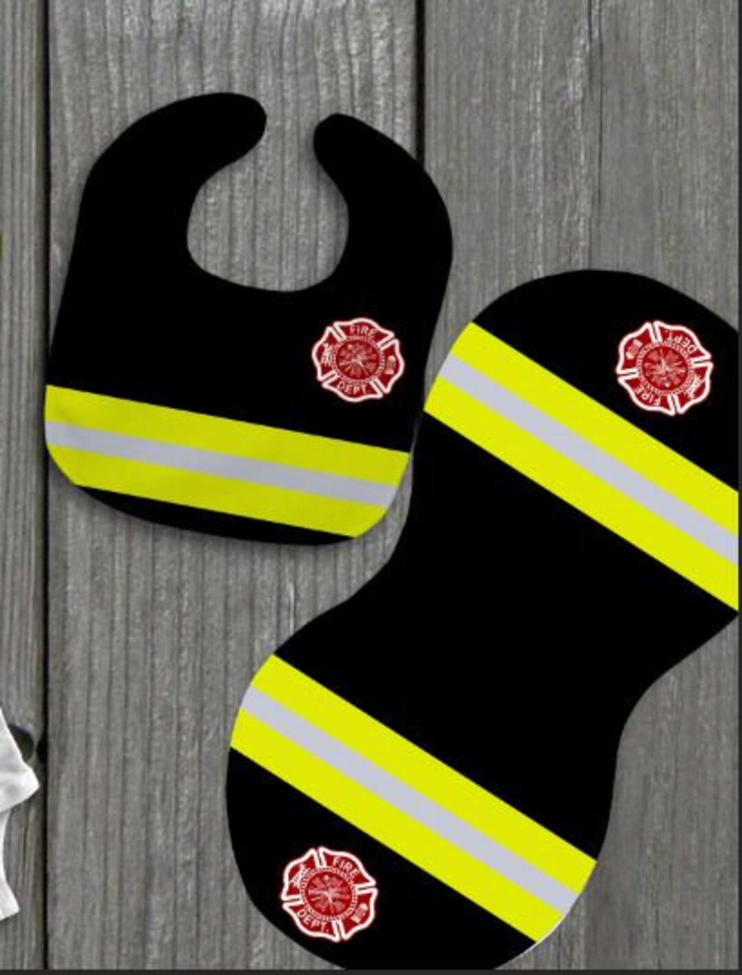 DIGITAL FILE Firefighter Black Gear Bib and Burp Cloth Set Design for ...