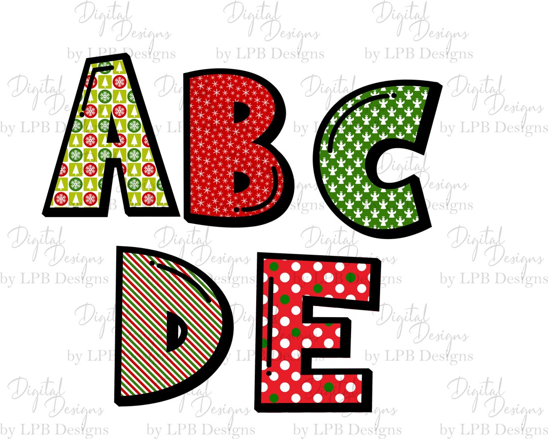 DIGITAL FILE Christmas Letter Bundle Set Digital Design for Sublimation ...