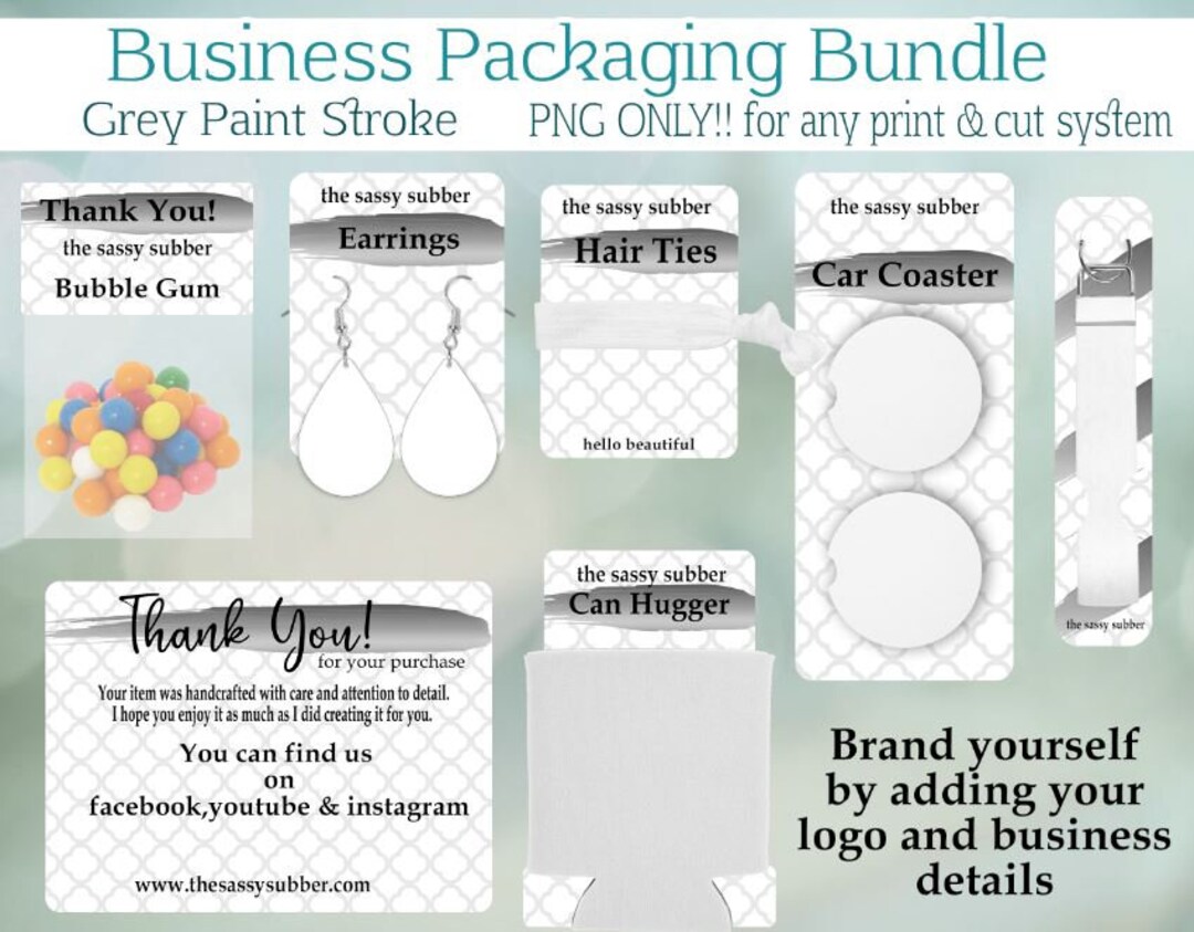 Grey Business Packaging Bundle: PNG Templates (digital File) - Etsy