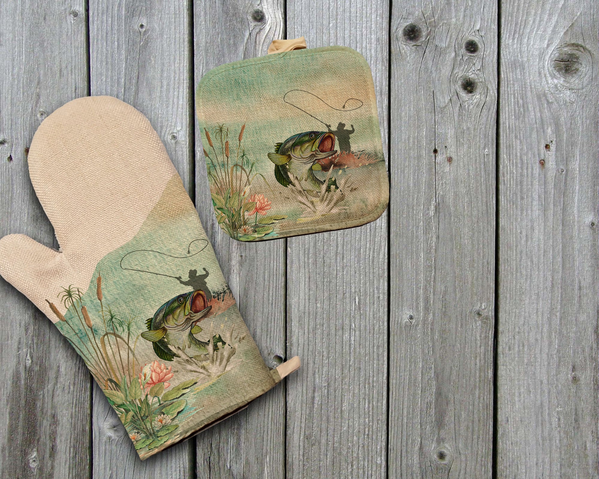 Fish Pot Holder and Oven Mitt Bundle Design for Sublimation - Etsy