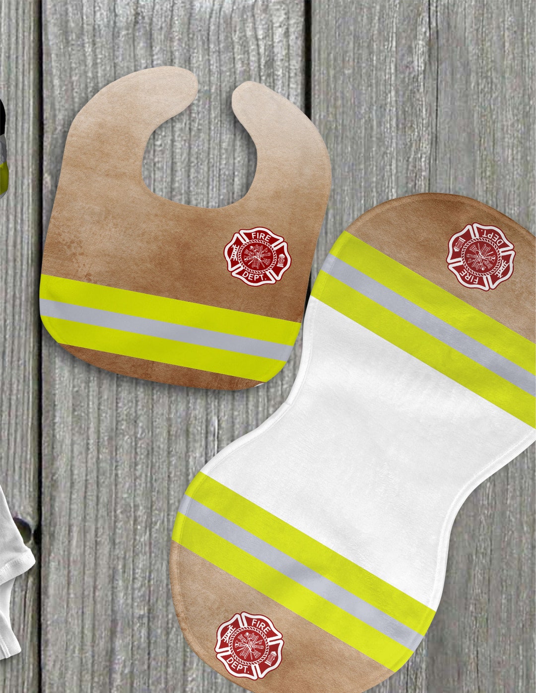 DIGITAL FILE Fire Fighter Bib and Burp Cloth Bundle Set Design for ...