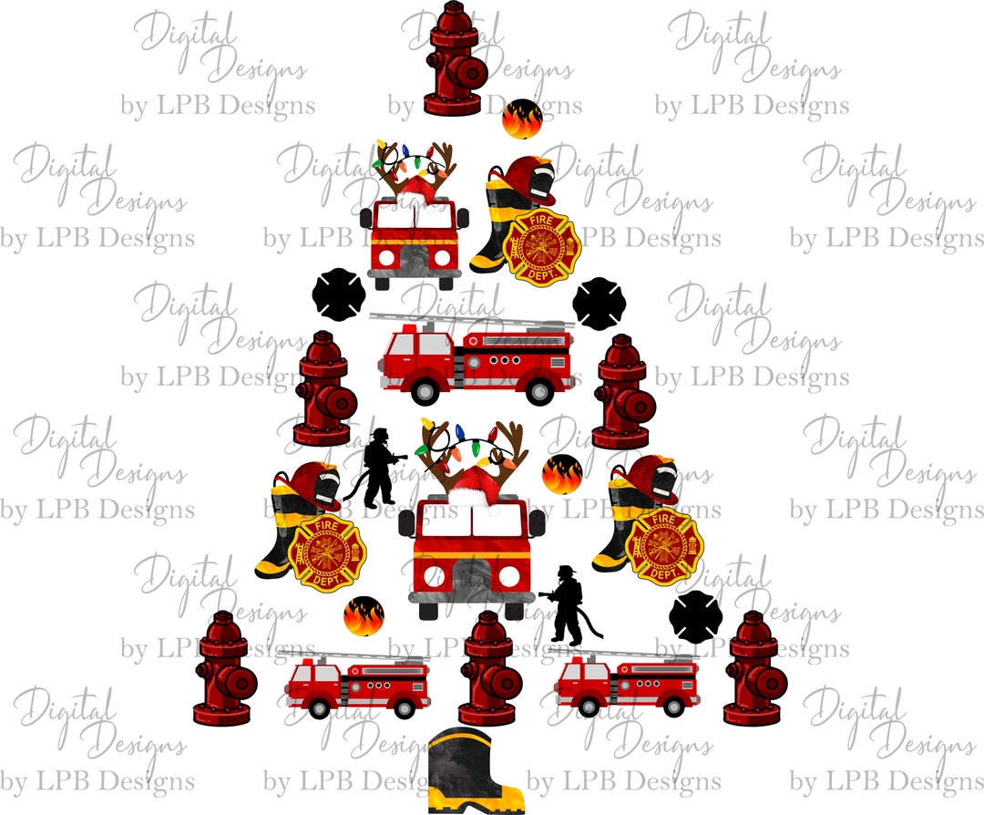 DIGITAL FILE Firefighter Tree Digital Design for Sublimation - Etsy