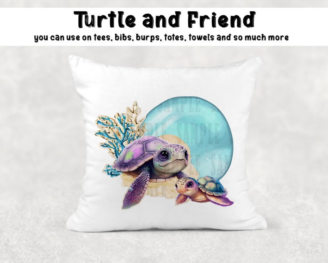 DIGITAL FILE Turtle and Friend Pillow Digital Design for Sublimation - Etsy